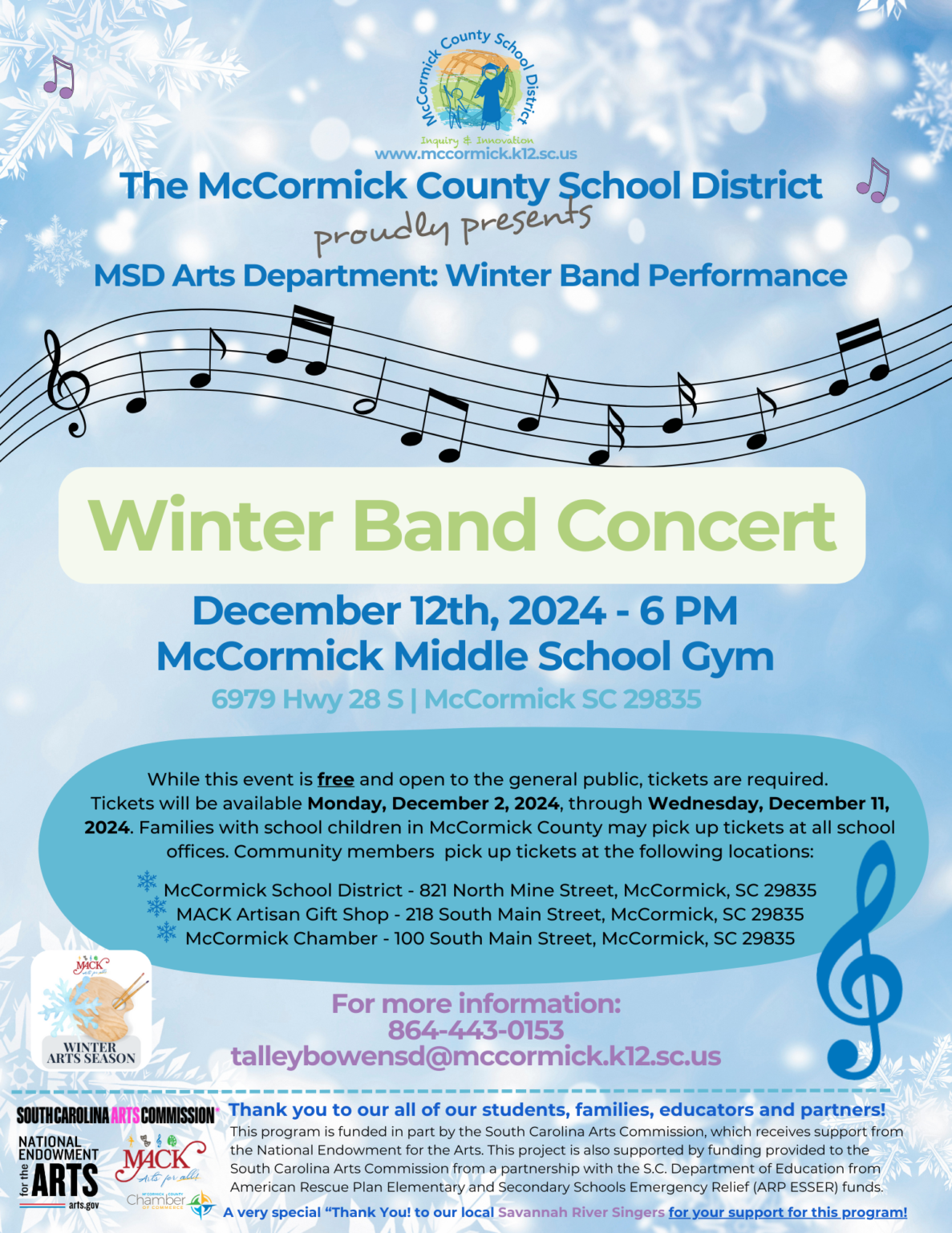 McCormick School District: Winter Band Concert - December 12, 2024 ...