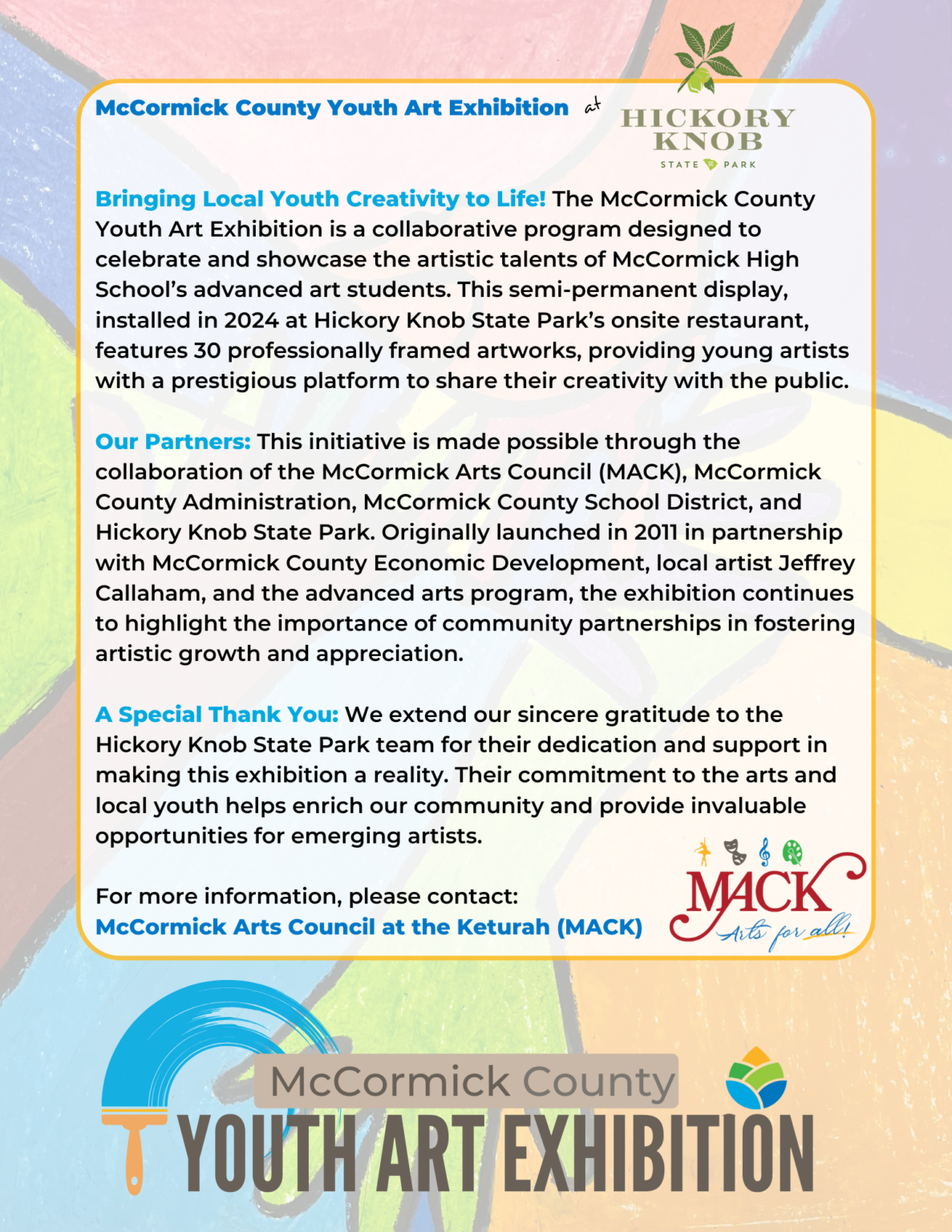 McCormick County Youth Art Exhibition - On display at Hickory Knob ...